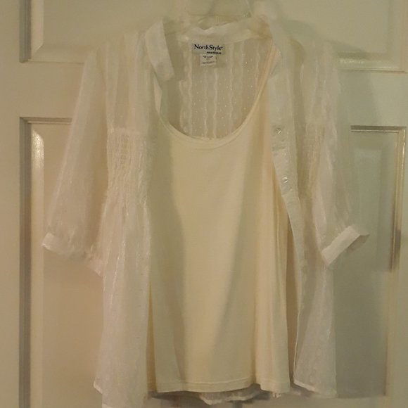 NorthStyle | Tops | Womens Sheer White Blouse By North Style Size Small ...